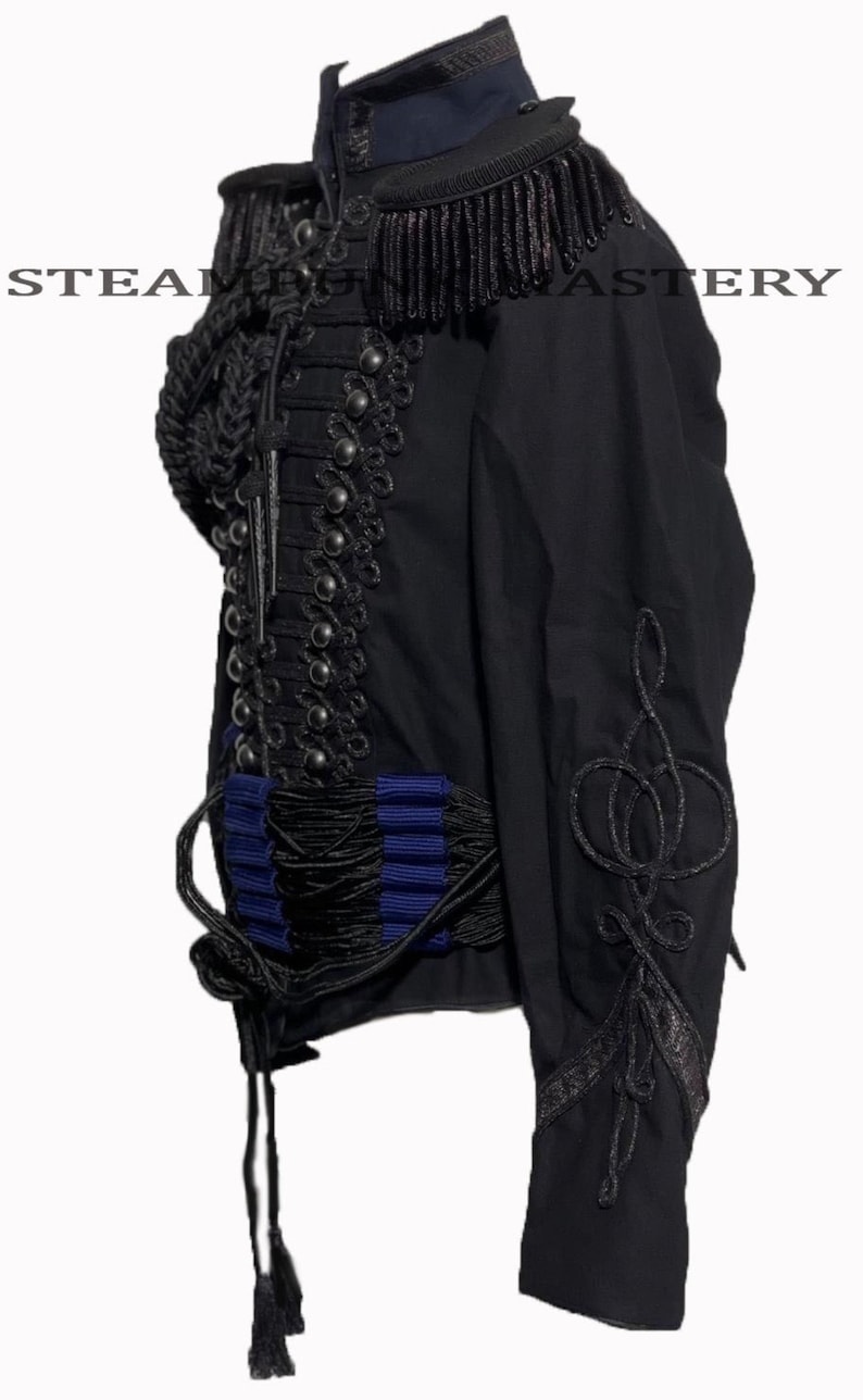 Hussar Dolman Jacket: Black Military Style Jacket With Aiguillette ...