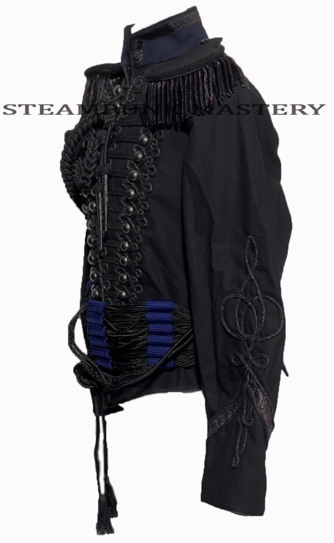 Hussar Dolman Jacket: Black Military Style Jacket With Aiguillette ...