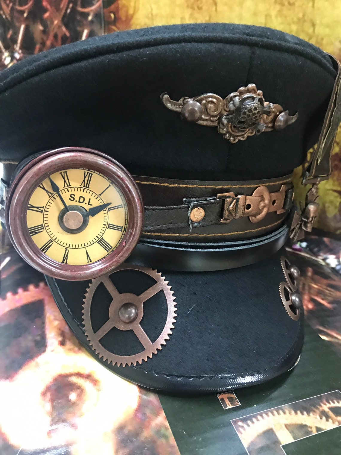 Steampunk Station Master Black Wool Military Hat With Monokel - Etsy ...