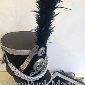 Brunswick Hussar Helmet & Sabretache Set: Silver Bullion, Black Feather ...