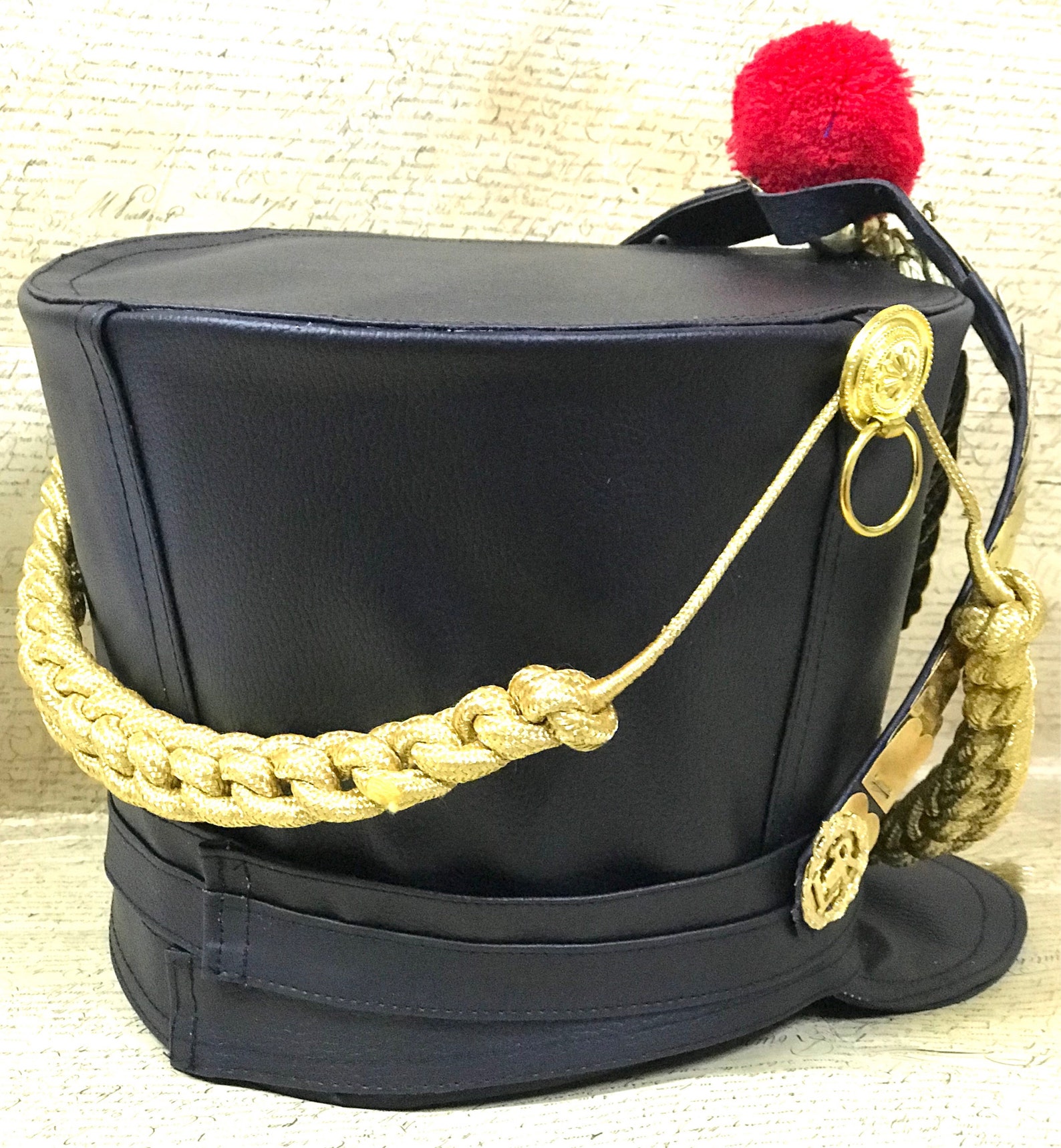 Black Hat With Detachable Red Toorie With Brass Badges and - Etsy
