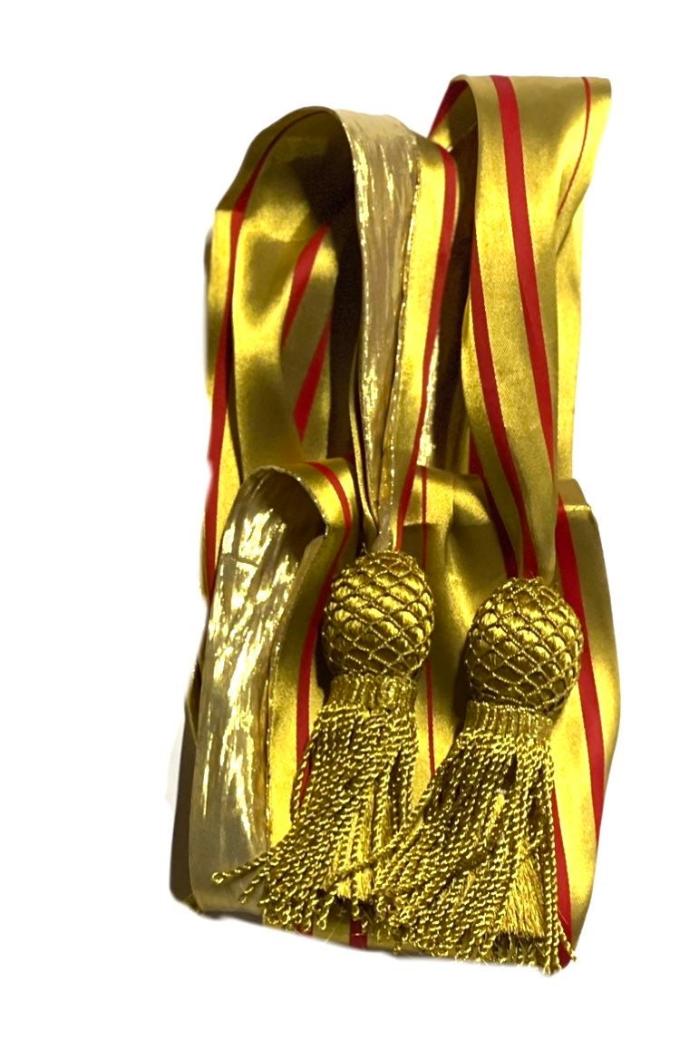 Gold With Red Stripes General Waist Sash With Gold Tassels - Etsy Australia