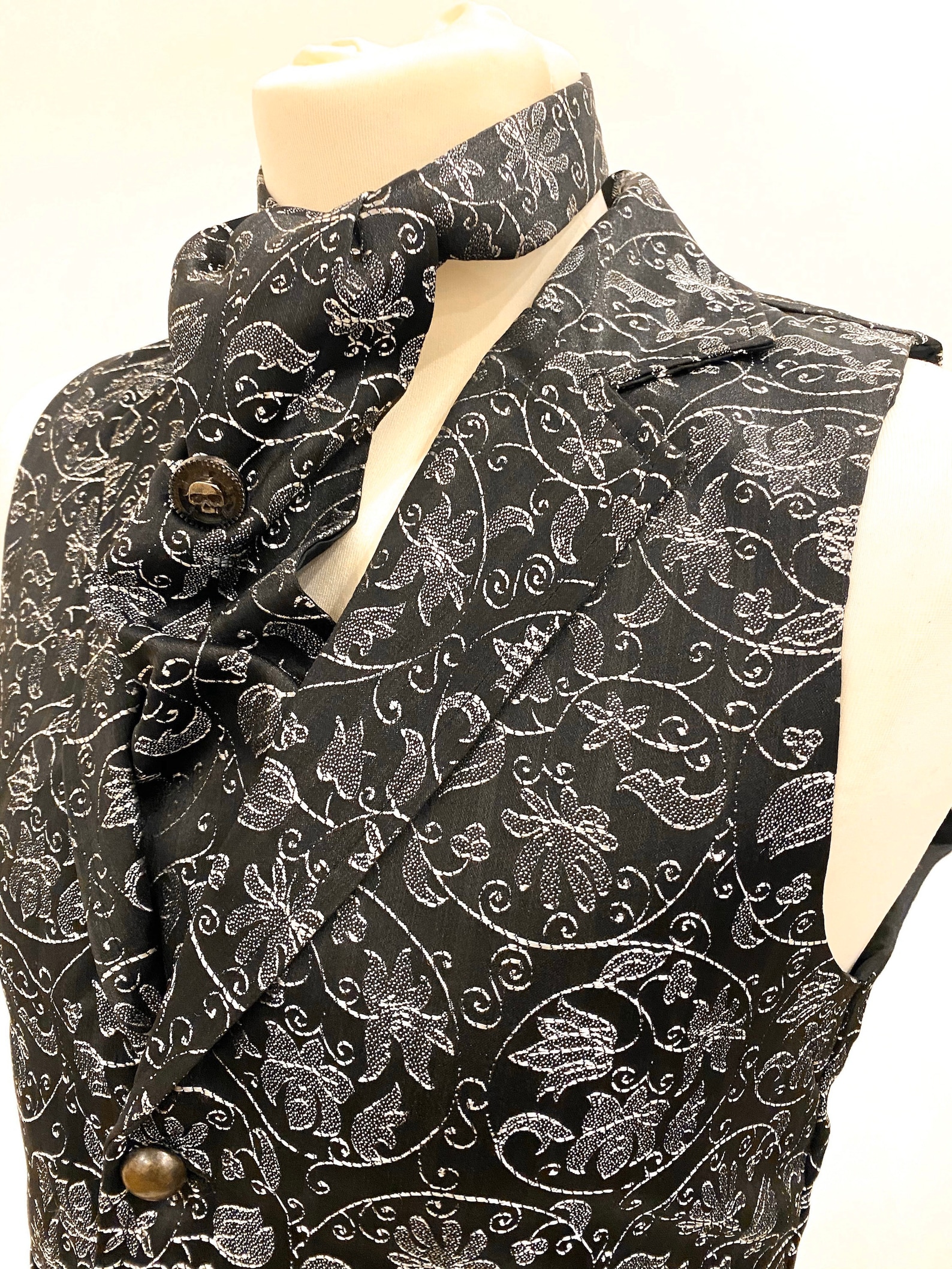 4 Pcs Waistcoat Outfit Silver/black Brocade Waistcoat - Etsy