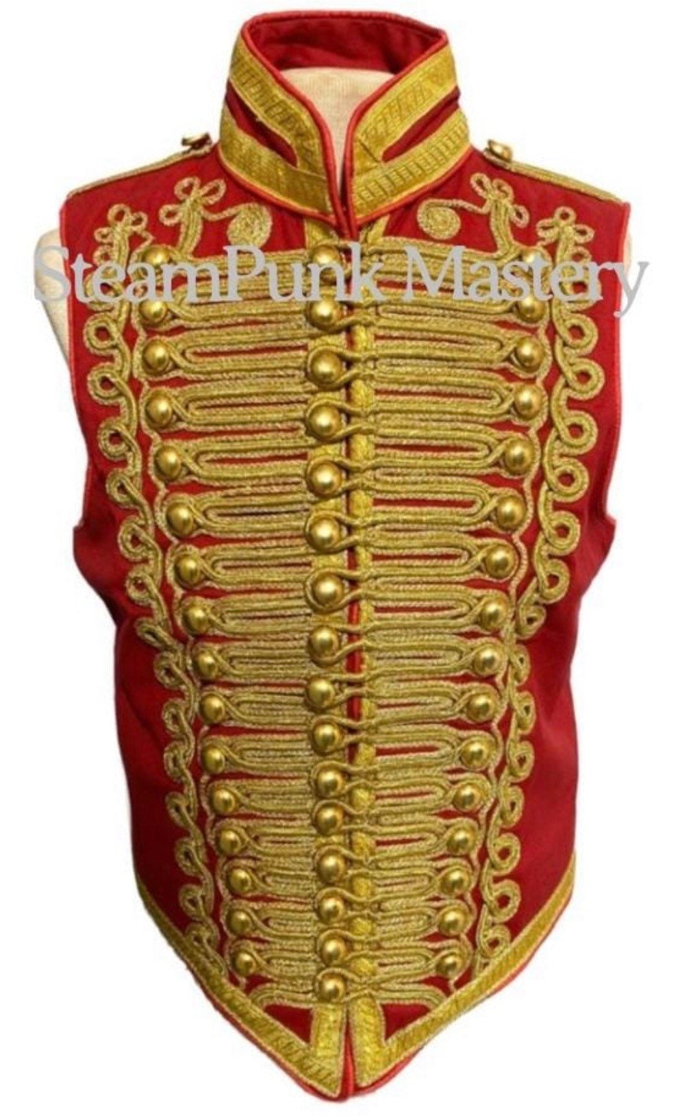 Red Hussar Waistcoat: Military Style Vest With Gold Braiding - Etsy UK