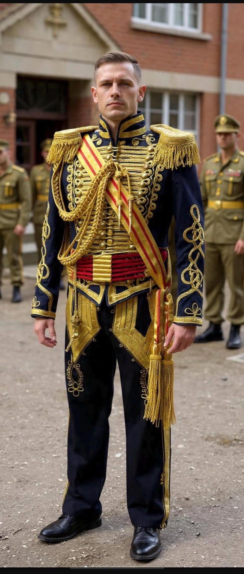 Red Ceremonial Hussar Officer Suit: Black and Jacket,barrel Sash ...
