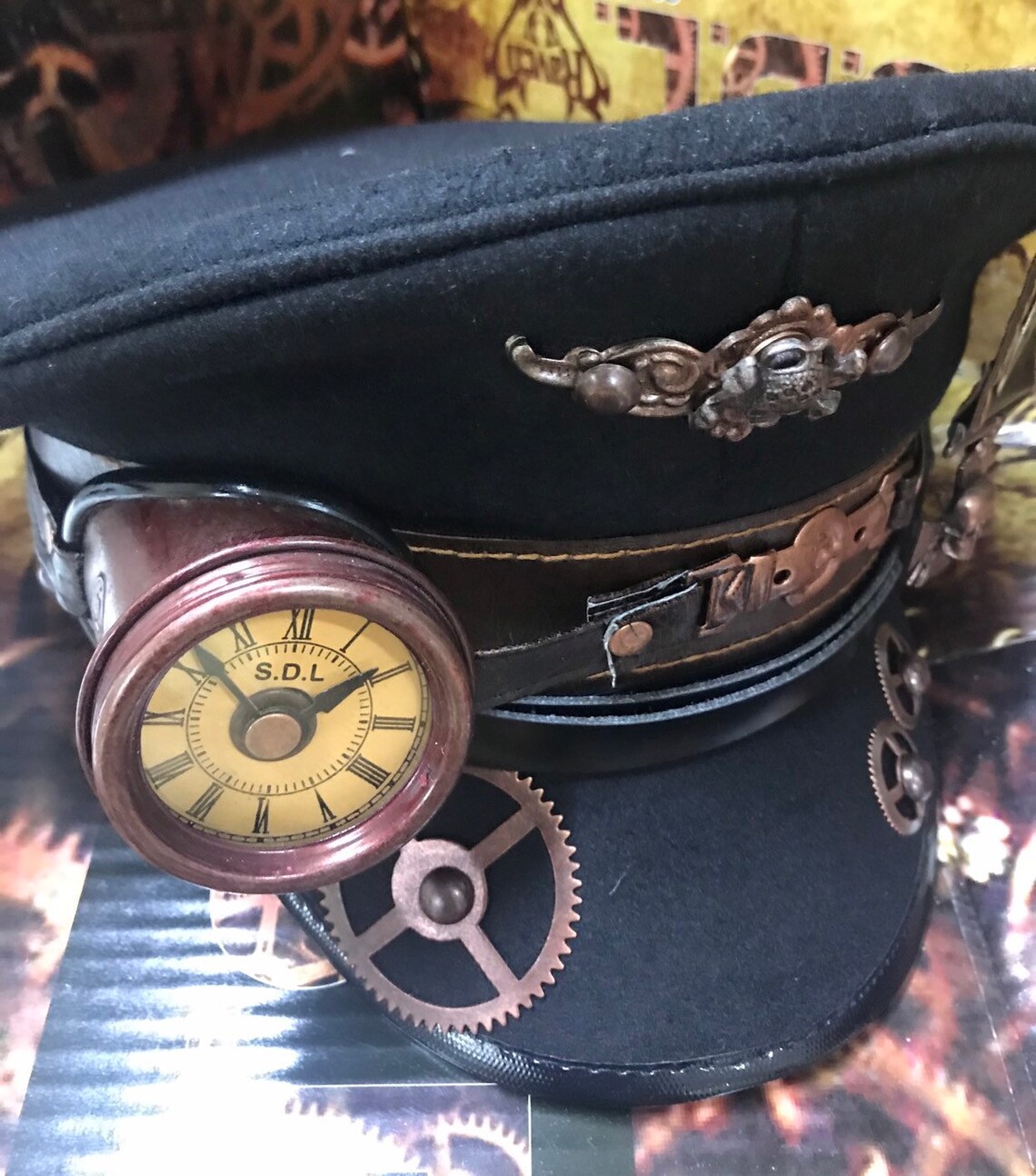Steampunk Station Master Black Wool Military Hat With Monokel - Etsy ...