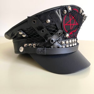Goth Punk Black Military Hat With Patches,studs 56,57,58,59,60cm - Etsy