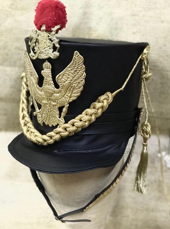 Black Hat with detachable red Toorie with brass badges and | Etsy