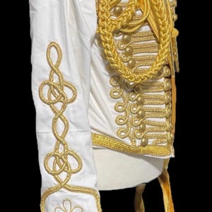 Men's White Hussar Jacket: Gold Braiding, Epaulettes, Sash (sizes 42-46 ...