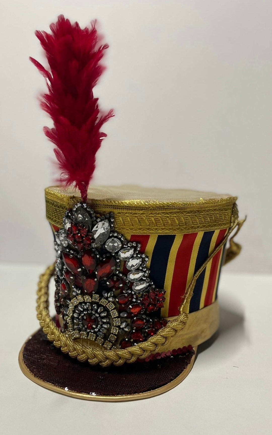 Cosplay General Helmet With Gold Bullion and Jewels Detachable Feather ...