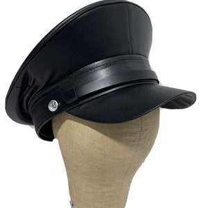 Industrial Punk, Gothic Black Leatheret Military Hat 56,57,58,59cm - Etsy