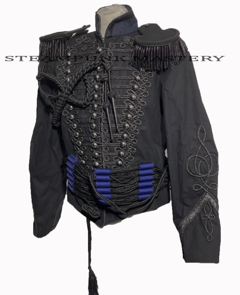 Hussar Dolman Jacket: Black Military Style Jacket With Aiguillette ...