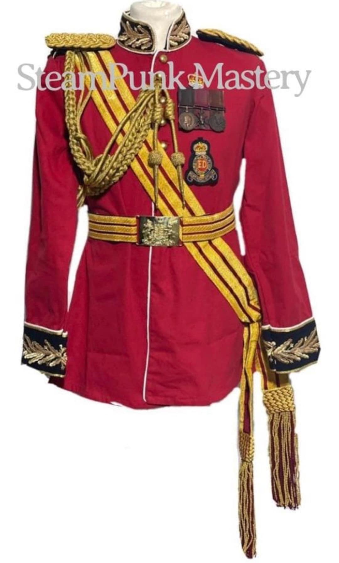 Red Officer Jacket: Ceremonial Military Style With Sash & Medals - Etsy