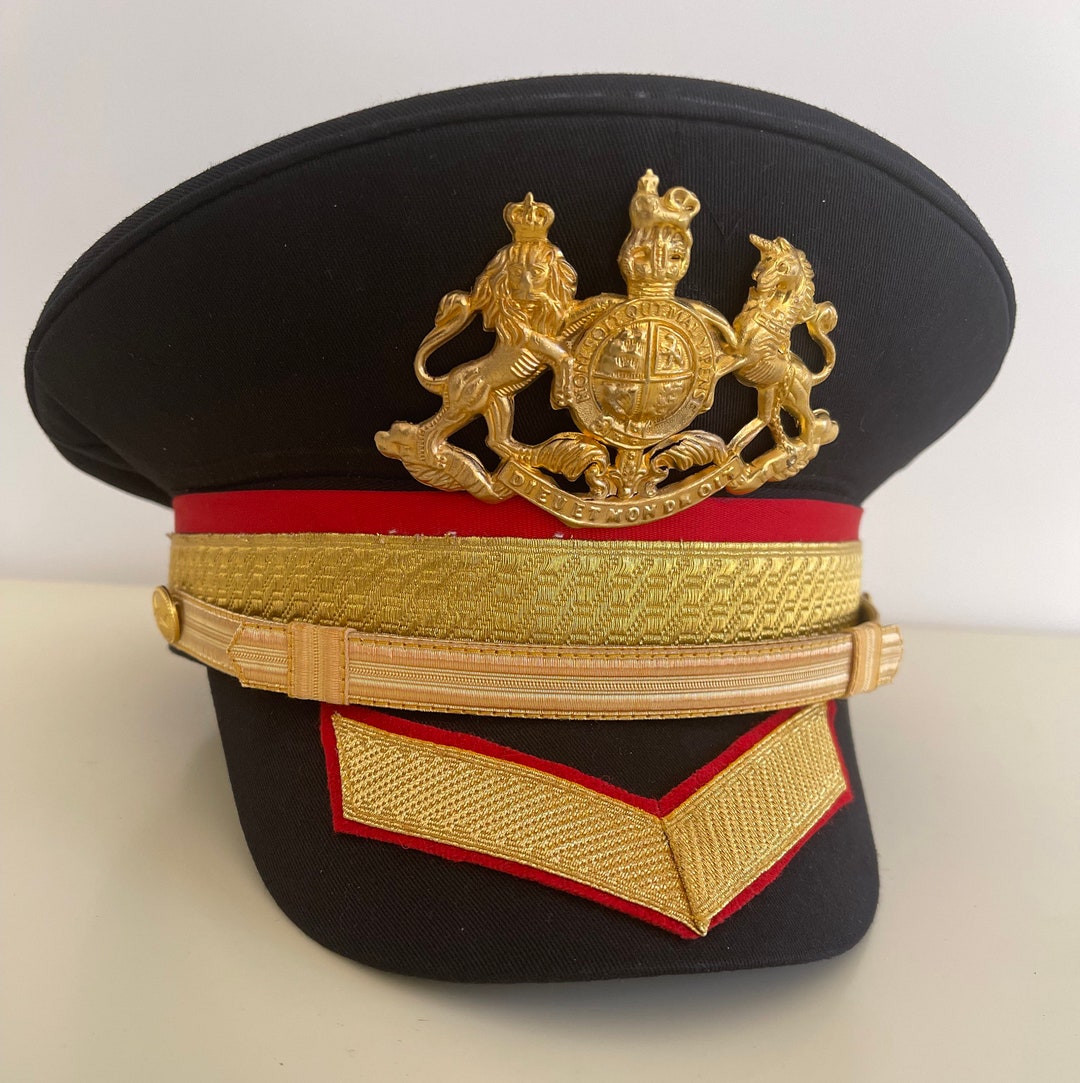 Military Ceremonial Hat With Brass Badges Details in 56,57,58,59,60cm ...