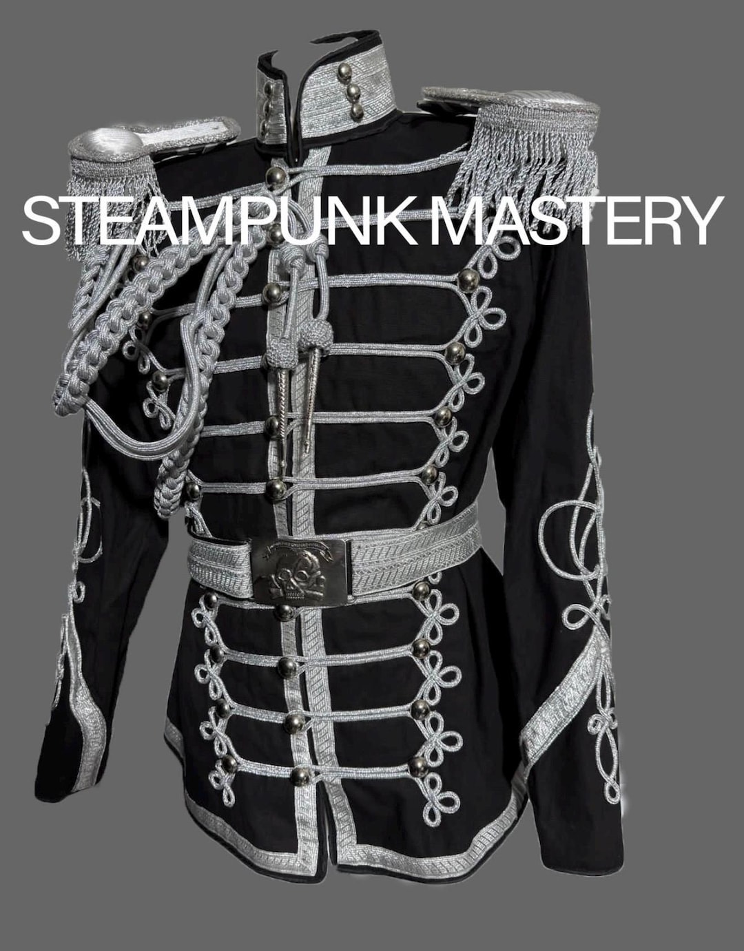 Black Hussar Jacket: Silver Braid Military Officer Uniform - Etsy