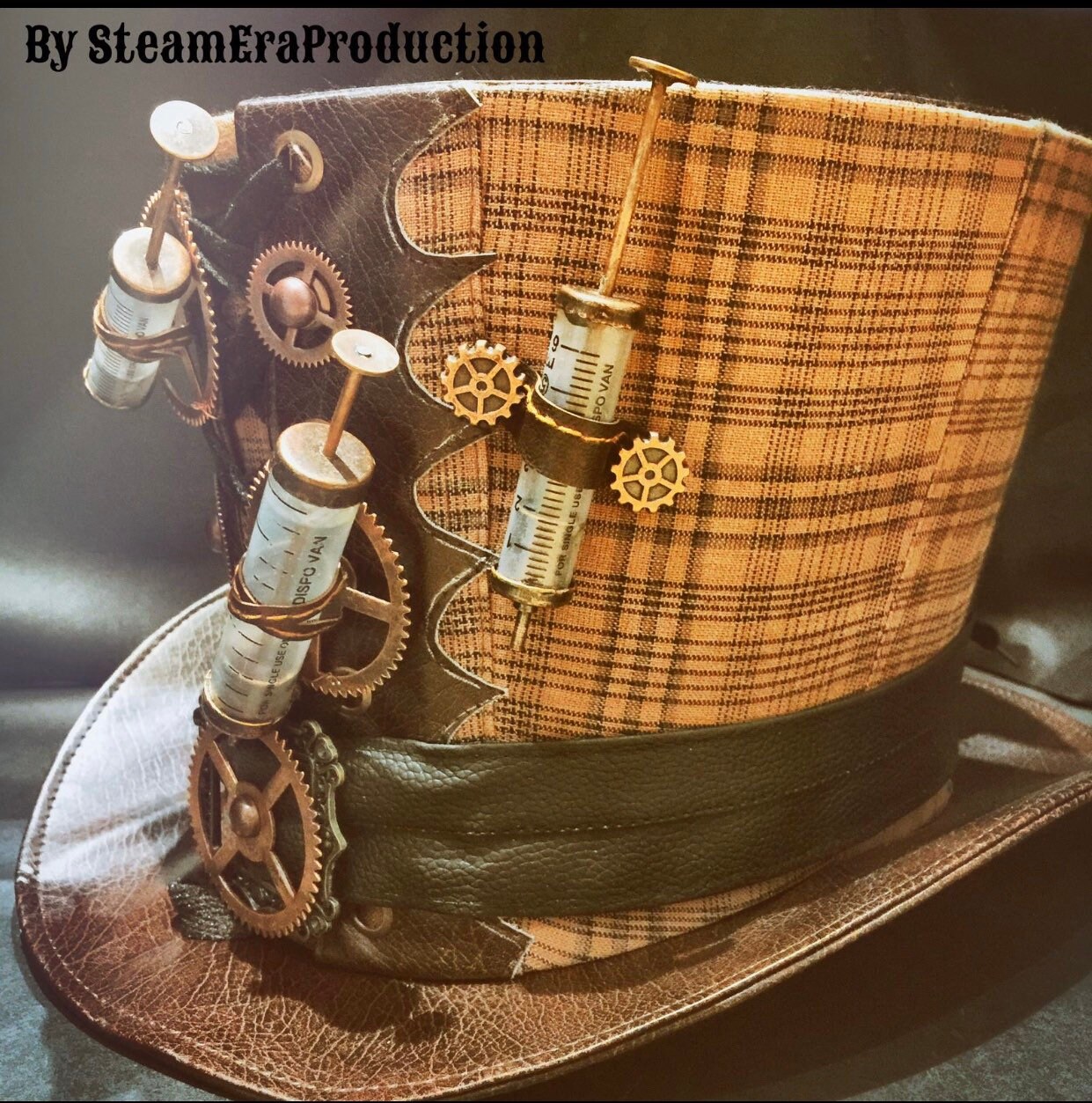 Steampunk Antique Syringes Top Hat With Copper Gears in Size - Etsy