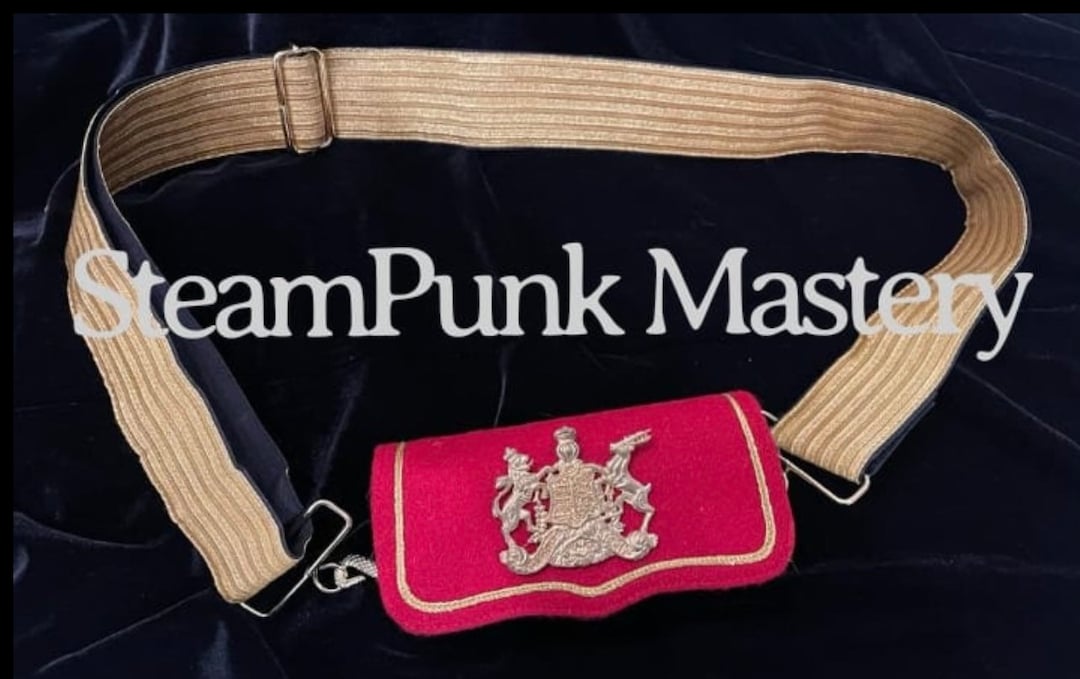 Ceremonial Military Officers Cross Chest Belt & Red Wool Look Pouch ...