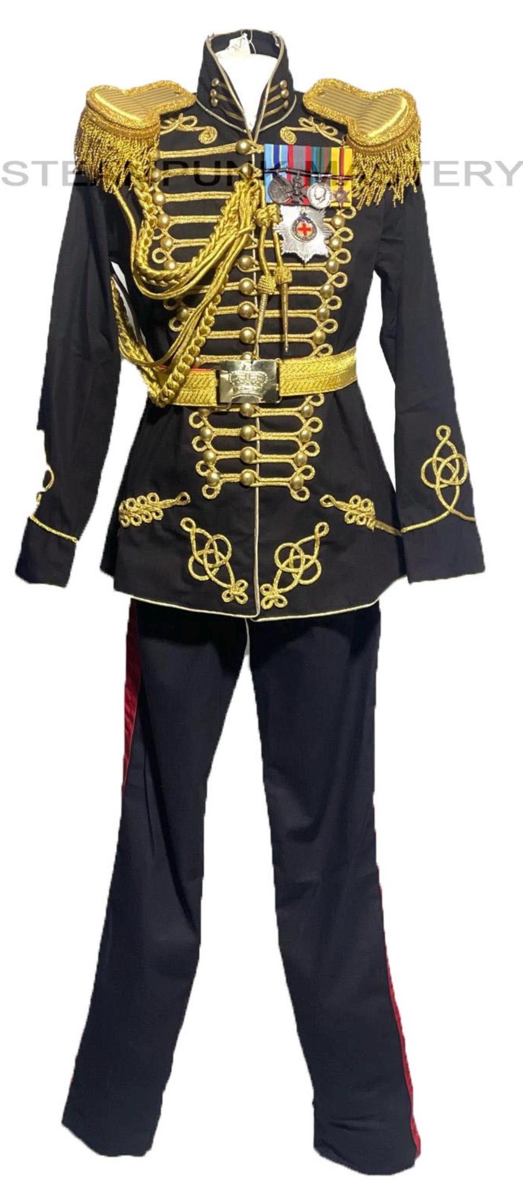 Hussar Outfit: Red & Gold Braided Jacket With Pants - Etsy