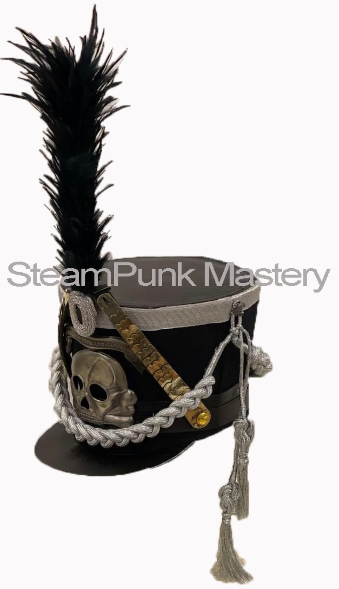 Black Wool Hussar Helmet: Silver Skull, Feather Detail - Etsy