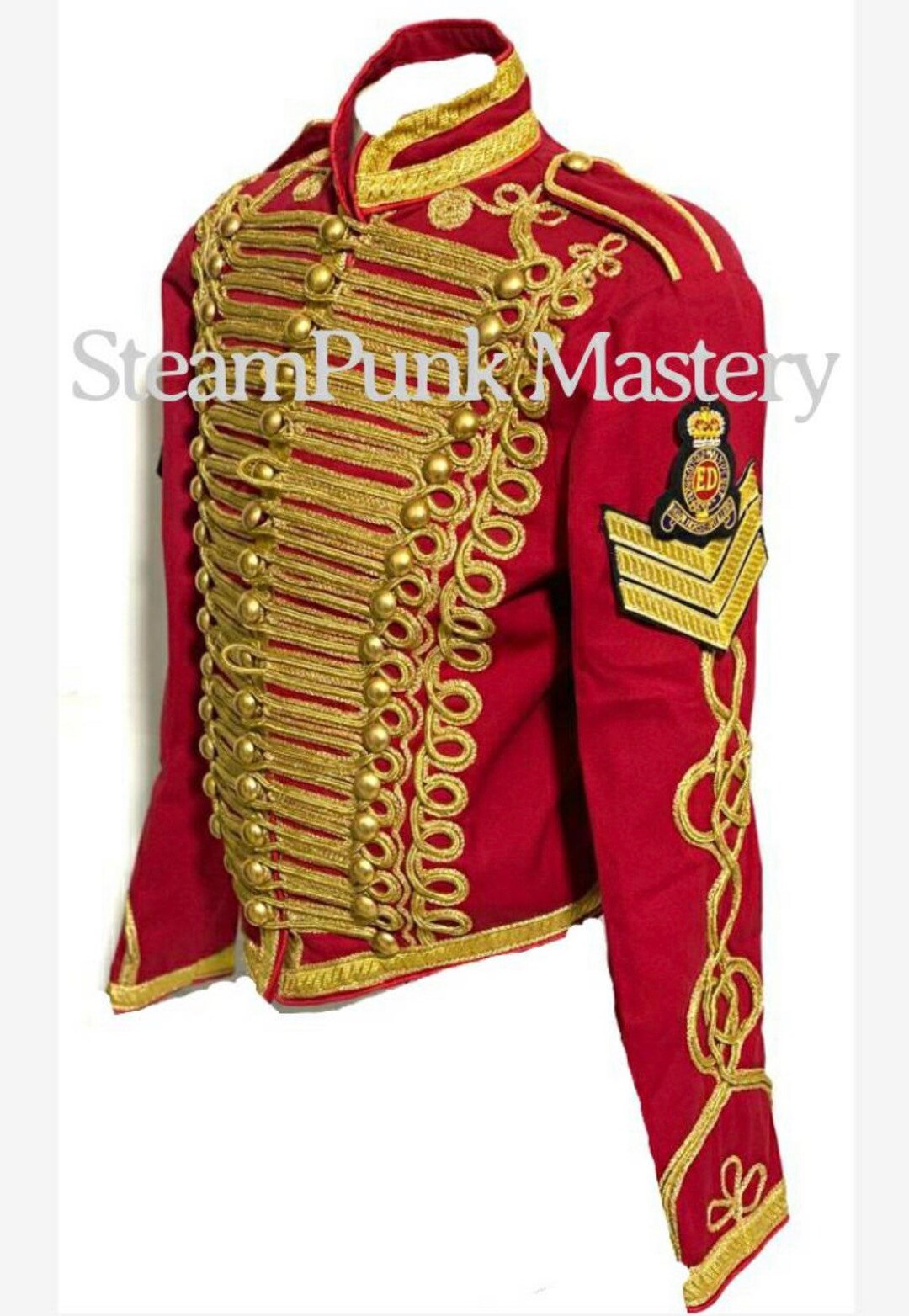 Men's Red Hussar Jacket: Gold Braiding, Hand Embroidered Badge - Etsy
