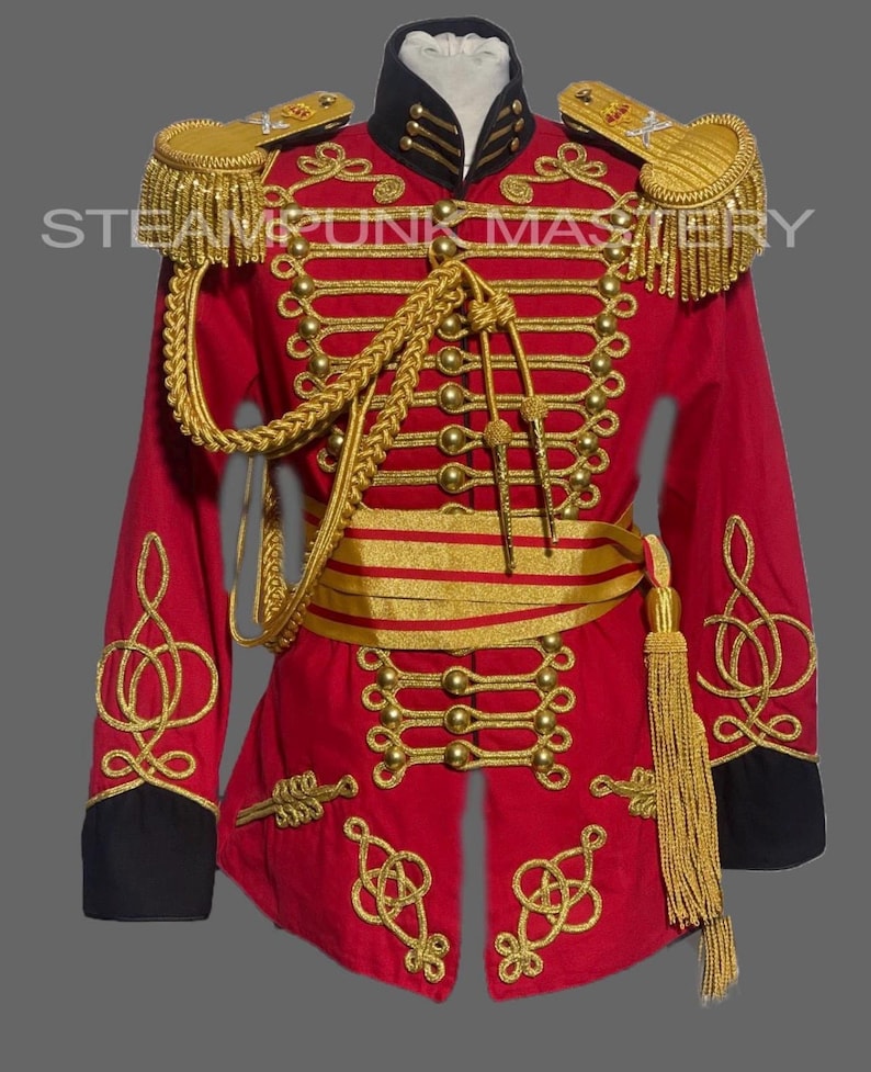 Red Hussar Jacket: Braided Military Officer's Jacket With Gold Trim - Etsy