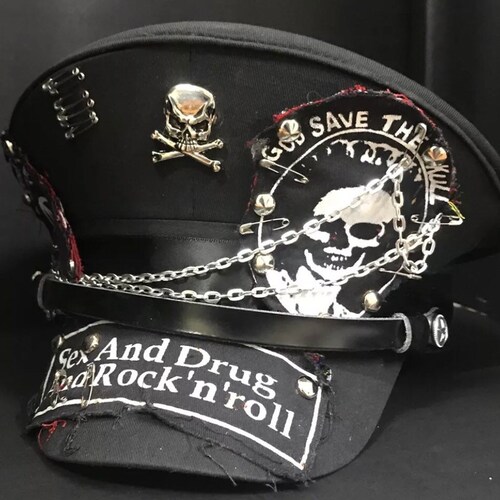 Gothic Punk Black Military Hat With Patchesstuds - Etsy