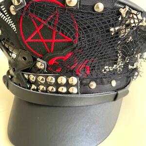 Goth Punk Black Military Hat With Patches,studs 56,57,58,59,60cm - Etsy