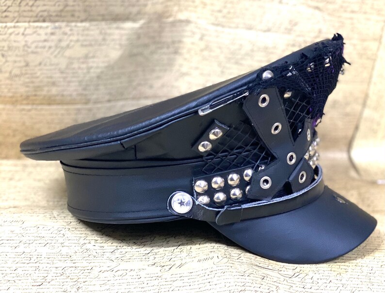 Gothic Punk Black Military Hat With Patchesstuds - Etsy