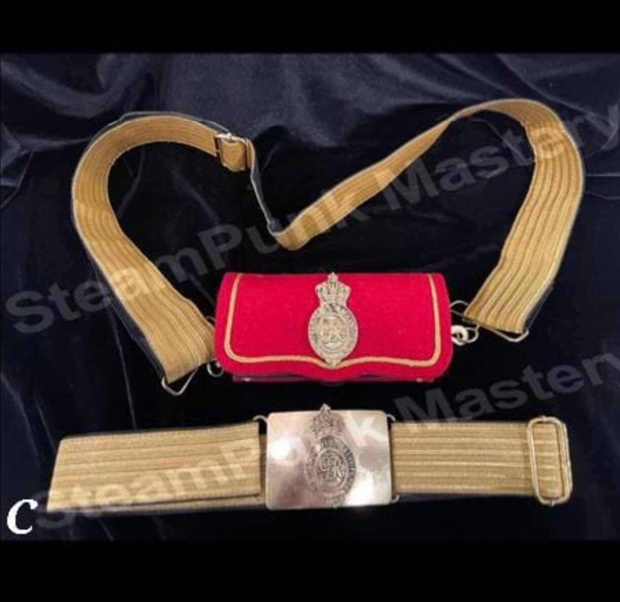 2 Pcs Military Officers Cross Chest Belt & and Waist Belt With Brass ...