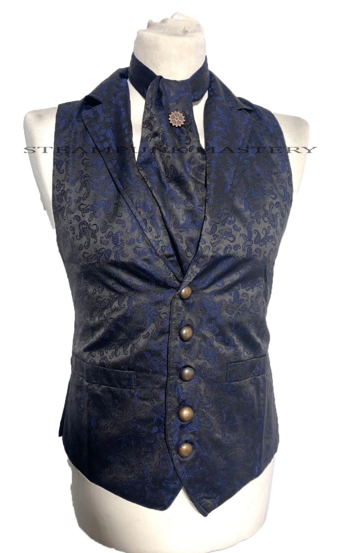 3 Pcs Victorian Design Brocade Waistcoat ,matching Tie Cravat and Tie ...