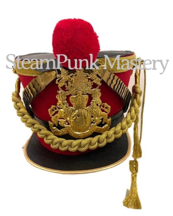 Red Hussar General Helmet With Gold Bullion Details in Sizes | Etsy