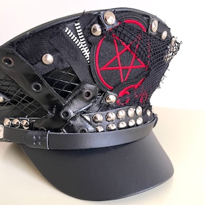 Goth Punk Black Military Hat With Patches,studs 56,57,58,59,60cm - Etsy