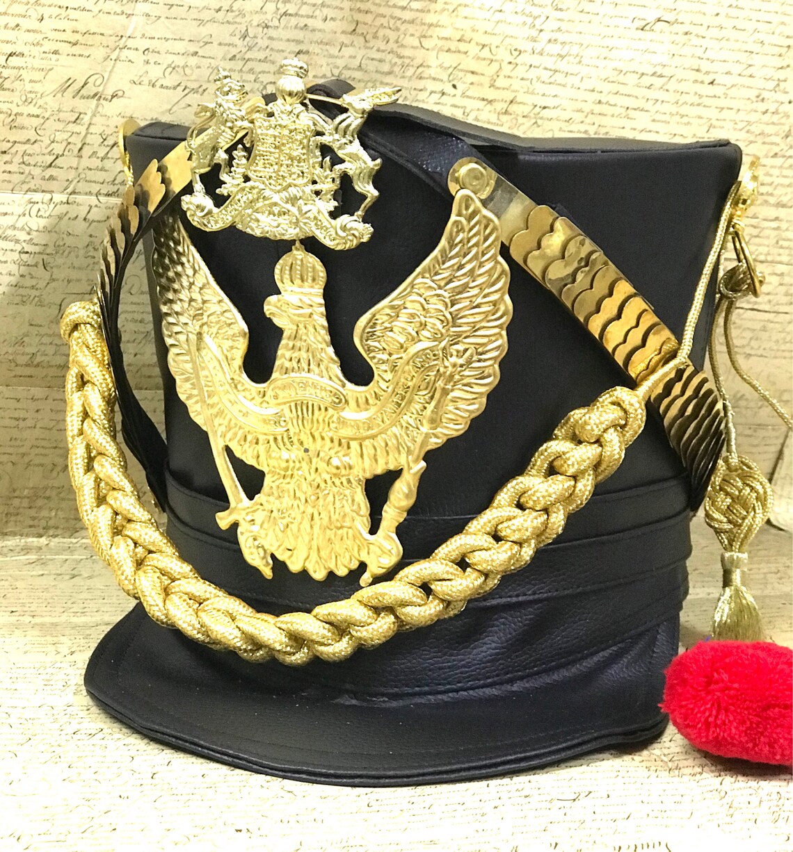 Black Hat With Detachable Red Toorie With Brass Badges and - Etsy