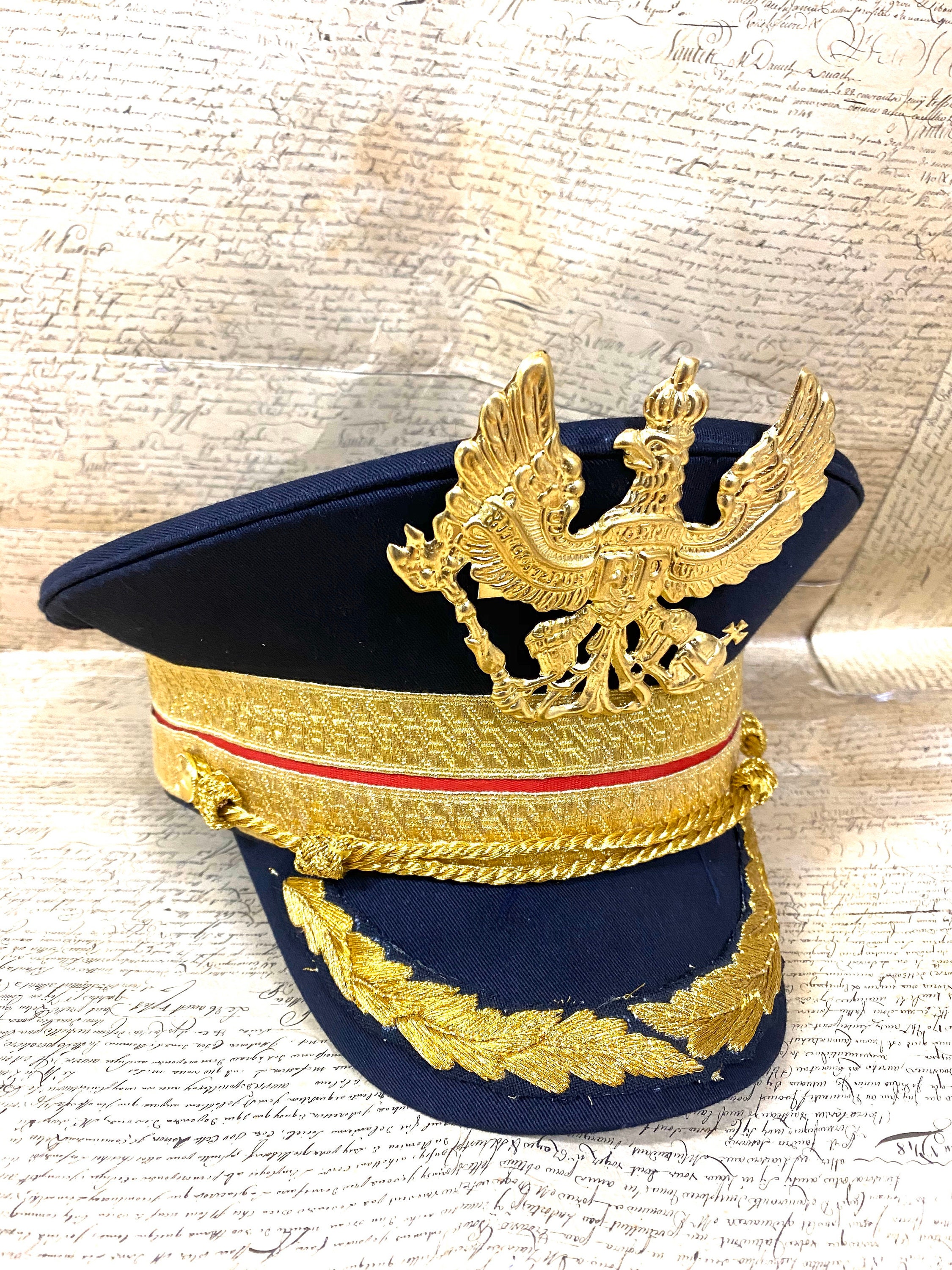 Hussar Black Cotton Military Hat With Brass Badges Details in | Etsy