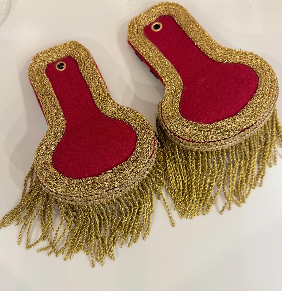 Red Ceremonial Hussar Jacket Epaulettes in Gold Colours Tassels Fringes ...
