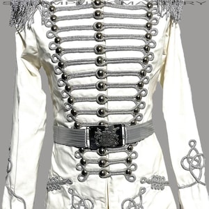 3pcs Uniform in Silver Front Ropes on Natural White Jacket and Silver ...