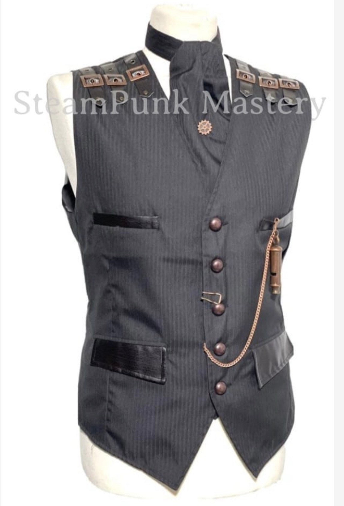Steampunks Black Pinstripes Suit Fabric Waistcoat and Cravat - Etsy