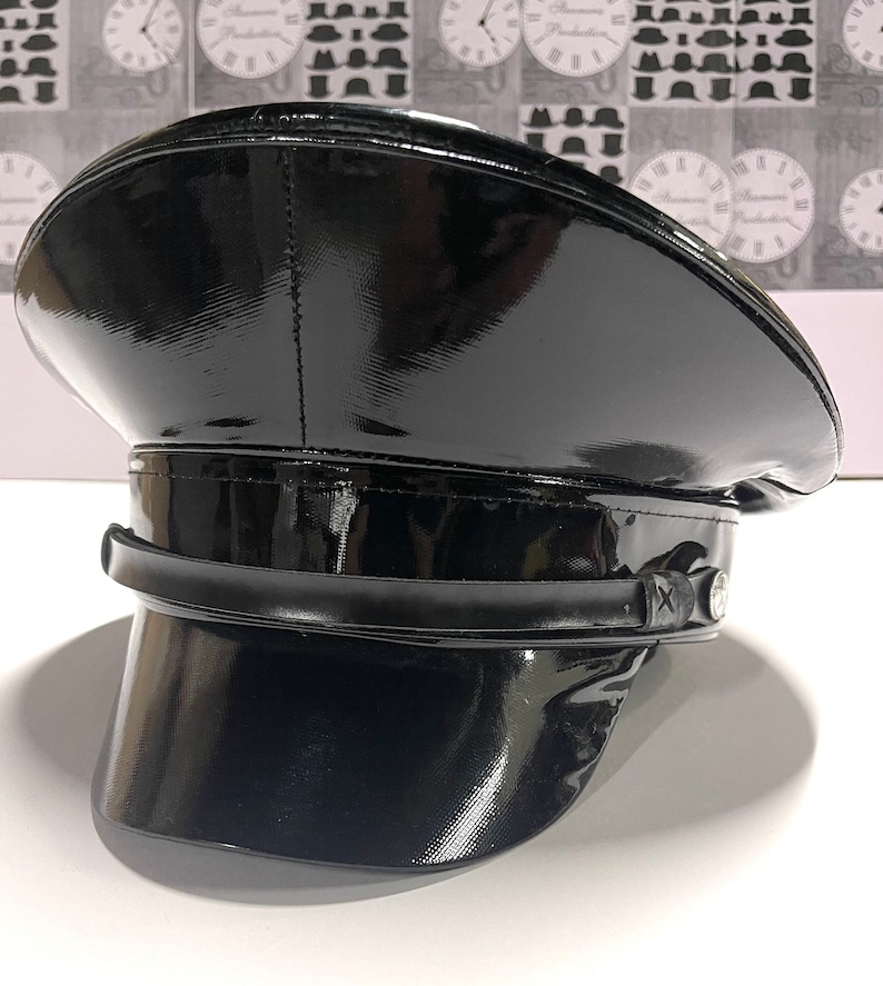 Industrial Punk, Gothic Black PVC Military Hat 57,58,59cm - Etsy