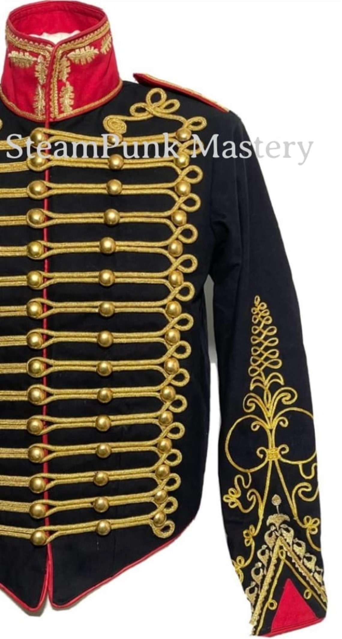 Men's Ceremonial Gold Braiding Hussar Jacket Black in With Hand ...