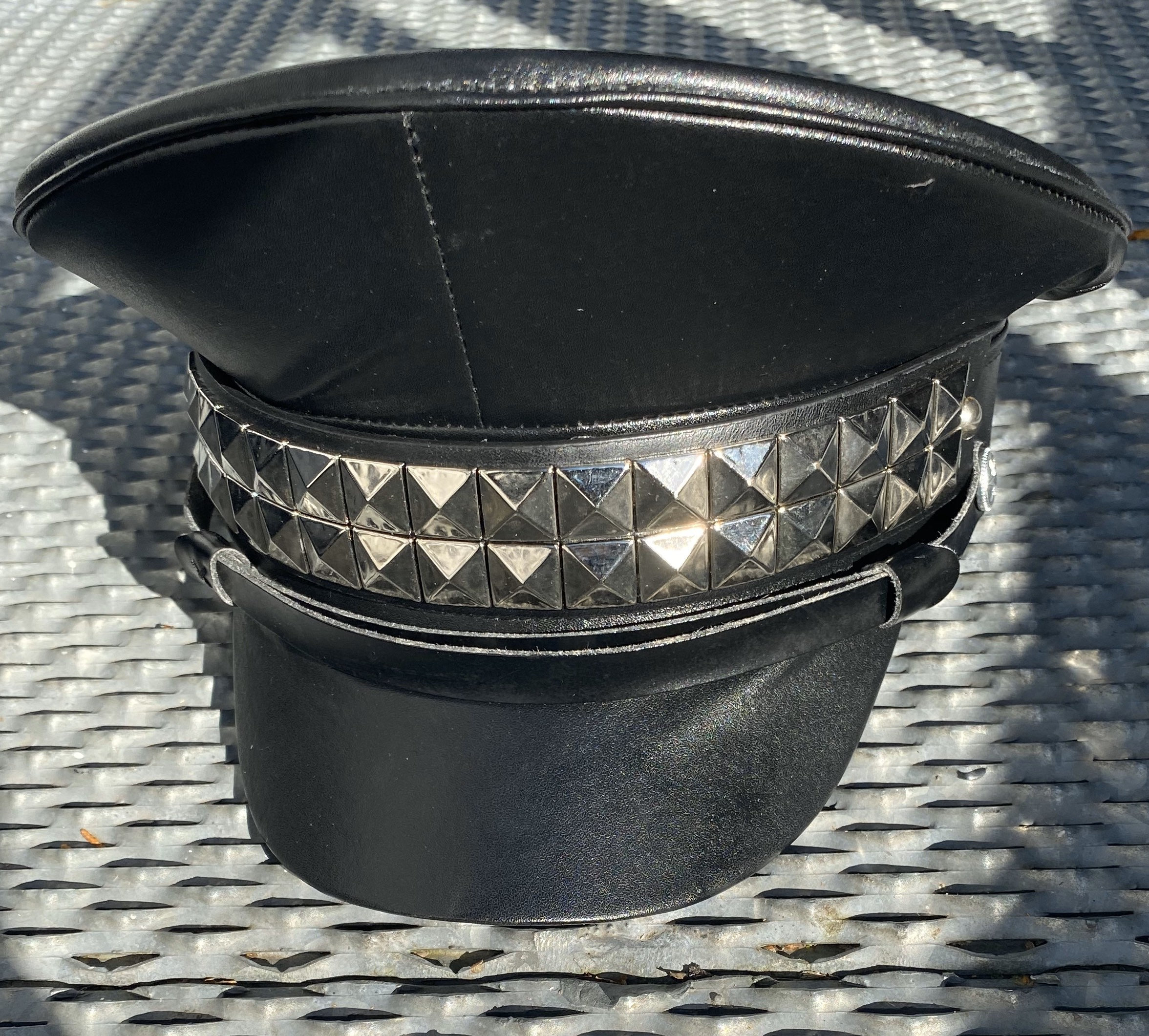 Industrial Black Leatheret Hat With Metal Pyramid Spikes in - Etsy UK