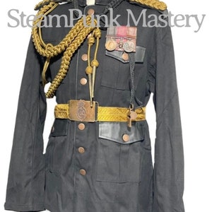Steampunk 6 Pcs (jacket +5 Accessories) Military Black Army Officers ...