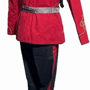 6pcs Red Steampunk Jacket/pants Uniform Distressed Gold Braiding Hussar ...