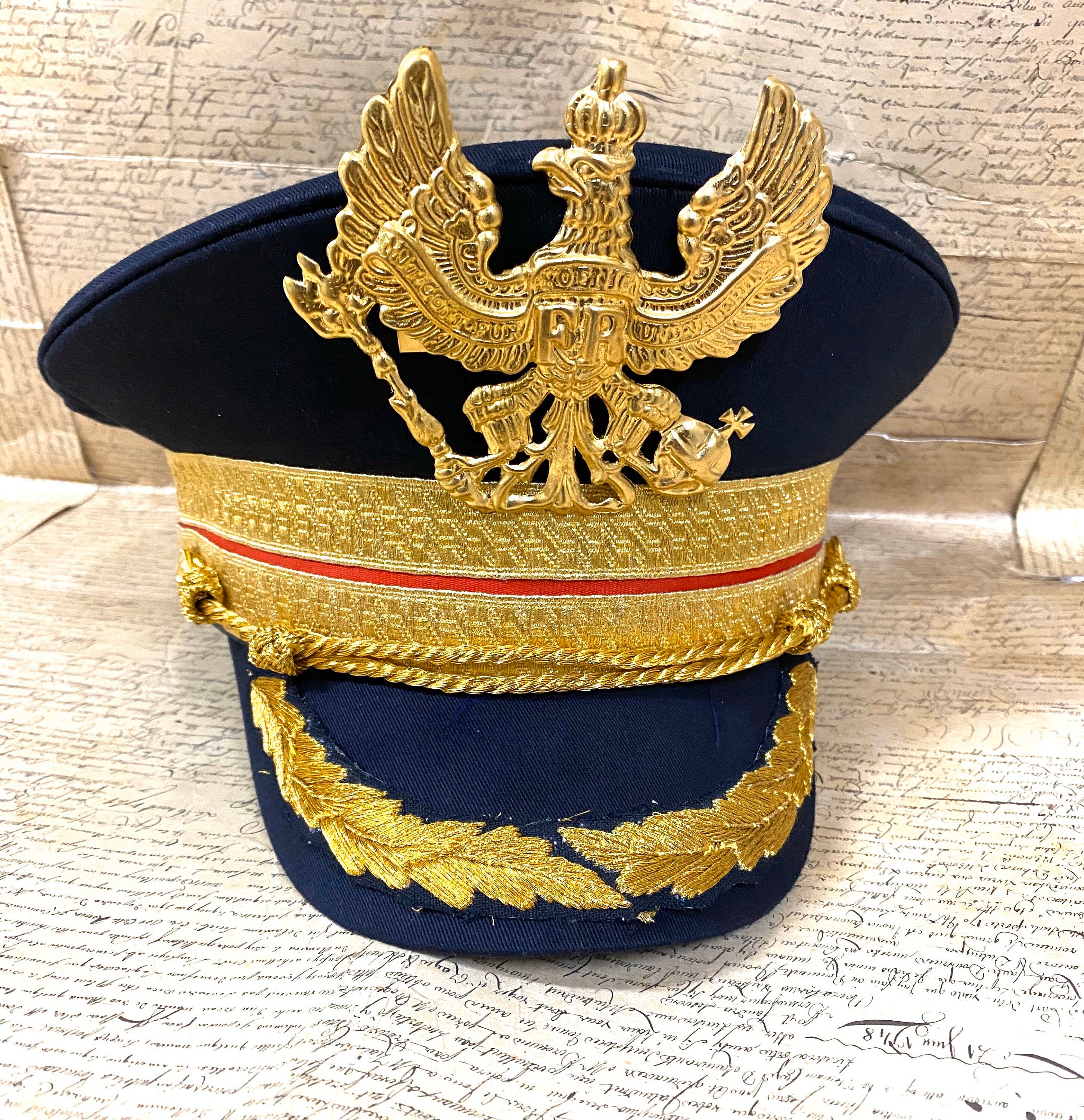 Hussar Black Cotton Military Hat With Brass Badges Details in 57,58 ...