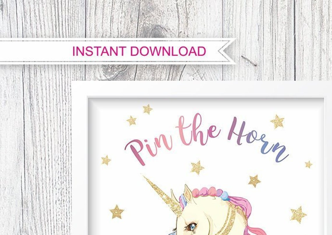 Unicorn Pin the Horn Game Printable Unicorn Party Games | Etsy