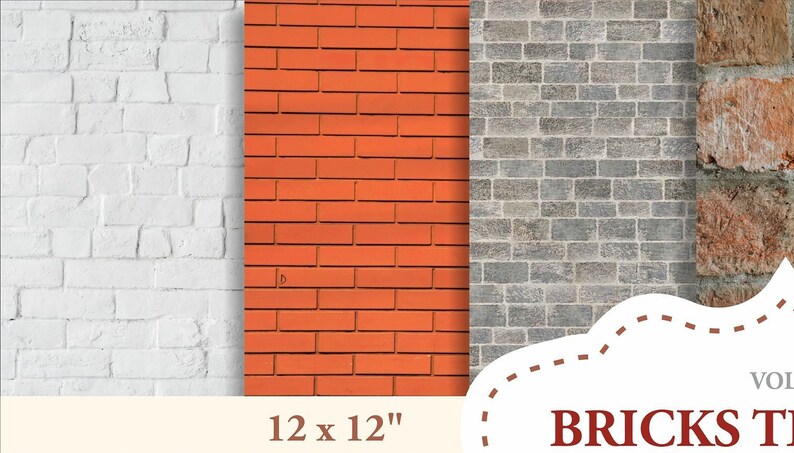 RED BRICKS TEXTURE Digital Paper Rustic White Bricks Paper - Etsy