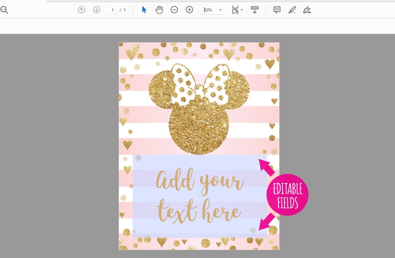 Minnie Mouse Sign Template Editable Sign Minnie Mouse Poster - Etsy