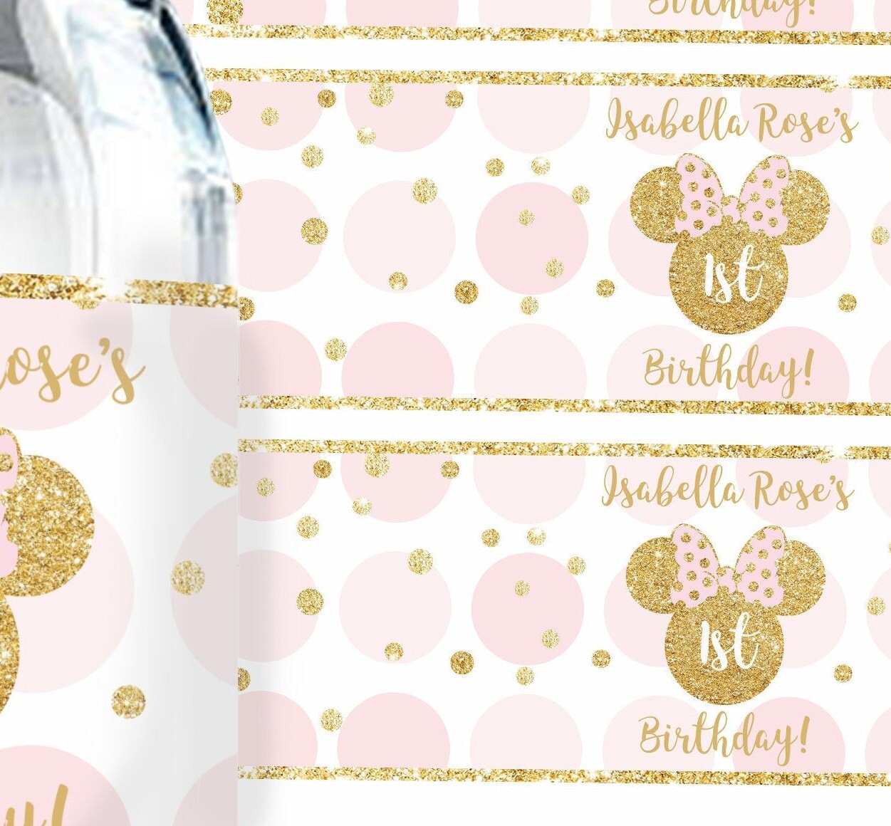 Minnie Mouse Bottle Label Template Minnie Mouse Water Bottle - Etsy