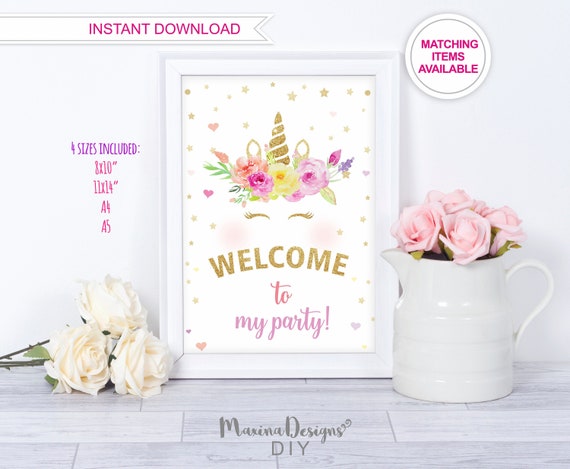 Unicorn Welcome Sign Unicorn Party Banner Unicorn Party - Etsy