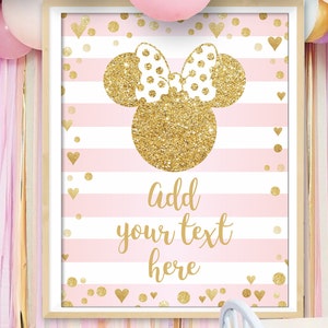 Minnie Mouse Sign Template, Editable Sign Minnie Mouse Poster, Minnie ...