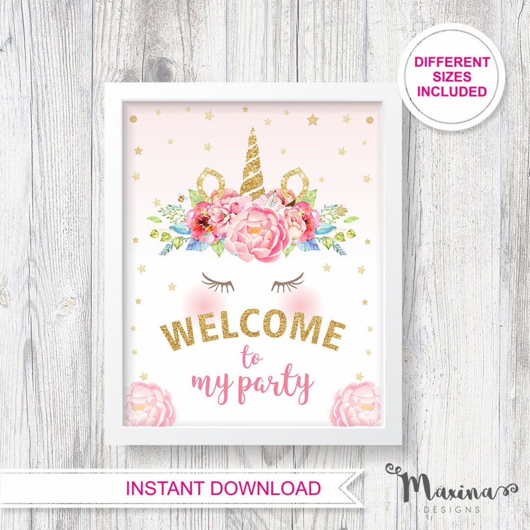 Unicorn Welcome Sign, Unicorn Party Banner, Unicorn Party Decoration ...